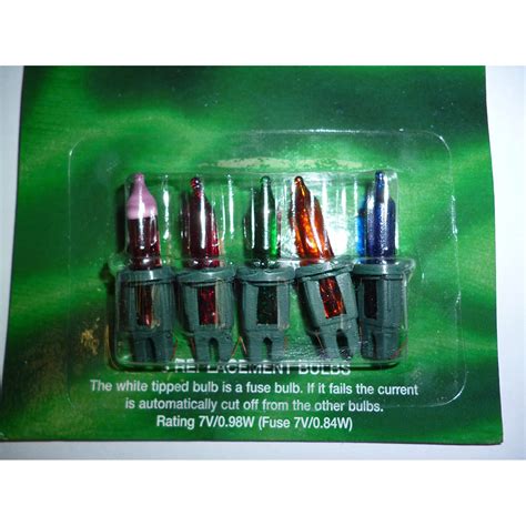 4 Multi Coloured Push In Spare Bulbs 7v 098w And 1 Fuse Bulb Sb271