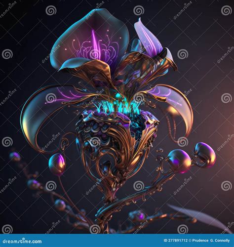 Futuristic Alien Flowers Science Fiction Flowers Stock Illustration