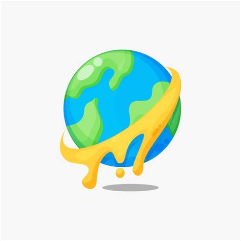 Premium Vector Earth With Ring Liquid Icon Illustration