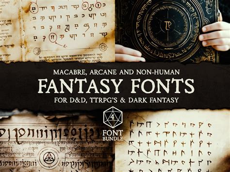 Dark Fantasy Font Bundle For Dungeons And Dragons Non Human Font Elven