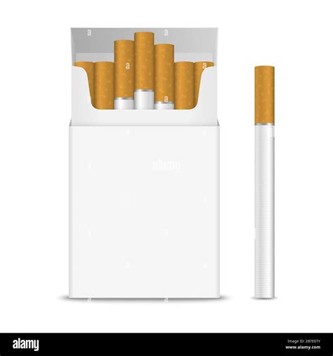 Vector Realistic Opened Clear Blank Cigarette Pack Box And Cigarette