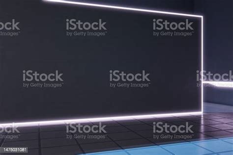 빈 배너 타일 바닥 및 빈 모형 장소가 있는 추상적인 인테리어 3d 렌더링 0명에 대한 스톡 사진 및 기타 이미지 0명
