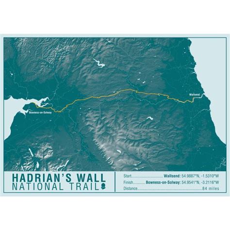 Hadrians Wall Path National Trail Map Print Stanfords