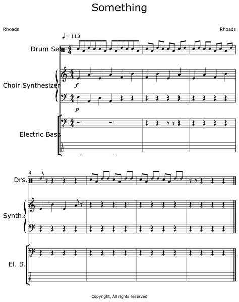 Something Sheet Music For Drum Set Choir Synthesizer Electric Bass