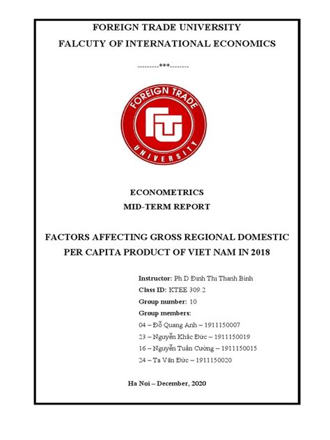 Final Report Econometric Pdf Econometrics Ordinary Least Squares