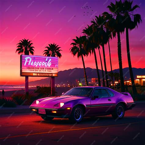 Premium Photo A Retro 80s Poster With A Sport 80s Car