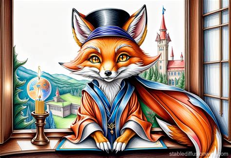 Magician Fox Waiting At Magic University Stable Diffusion Online