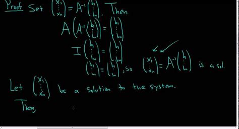 System Of Linear Equations With Invertible Coefficient Matrix Has A Unique Solution Proof