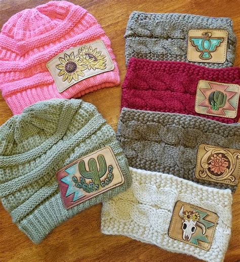 Leather Patch Knotted Beanies