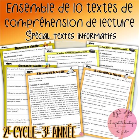 Ensemble 10 Textes Informatifs 3e AnnÉe
