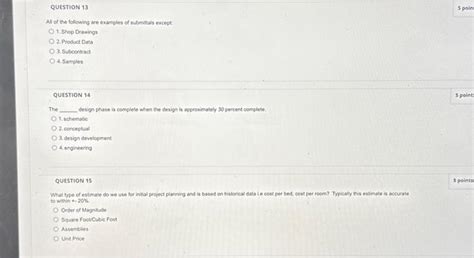 Solved All Of The Following Are Examples Of Submittals