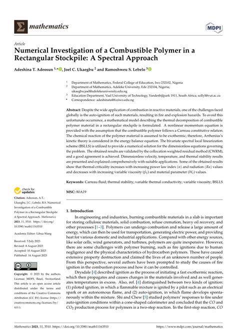 Pdf Numerical Investigation Of A Combustible Polymer In A Rectangular