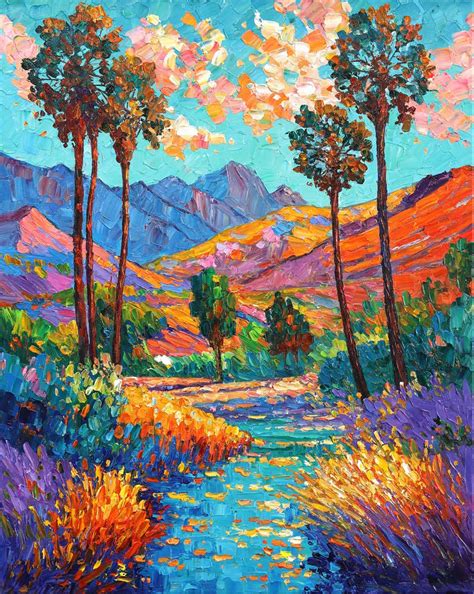 Katharina Husslein Reflections Large Impressionist Landscape Lake Vibrant Textural Oil