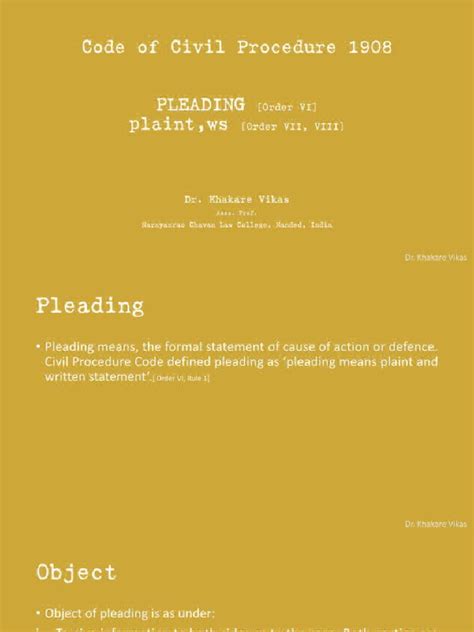 Pleading Plaint Written Statement Pdf