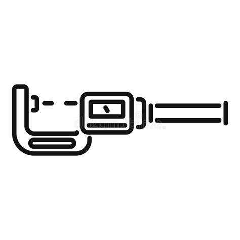 Digital Micrometer Tool Icon Outline Vector Vernier Scale Stock