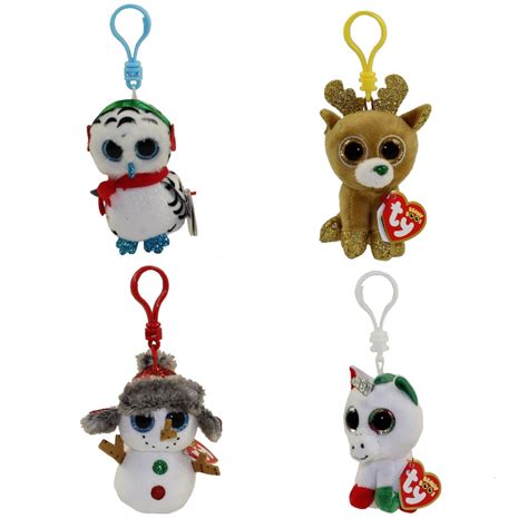 Ty Beanie Boos Set Of 4 Christmas 2018 Releases Key Clips Buttons