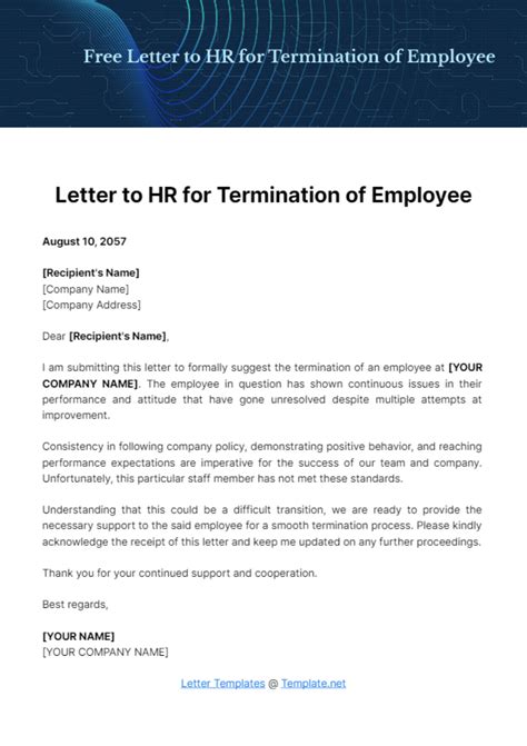 Free Letter To Hr For Termination Of Employee Template To Edit Online