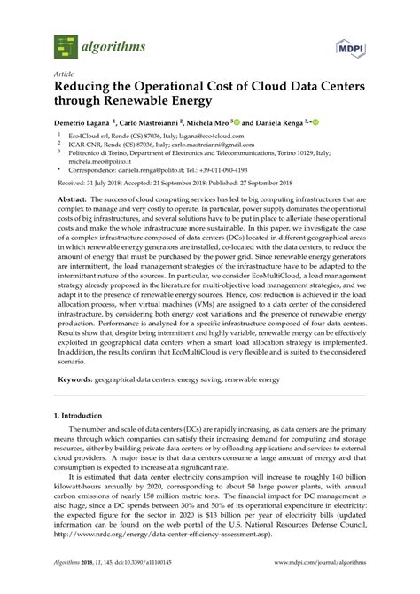 Pdf Reducing The Operational Cost Of Cloud Data Centers Through