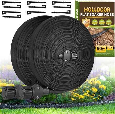Flat Soaker Hose 100 Ft For Garden Beds 2 Pack 50 Ft Soaker Hose For Garden To Save 70 Water
