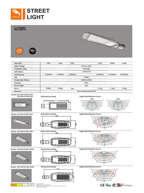Led Street Light Specifications And Models Pdf