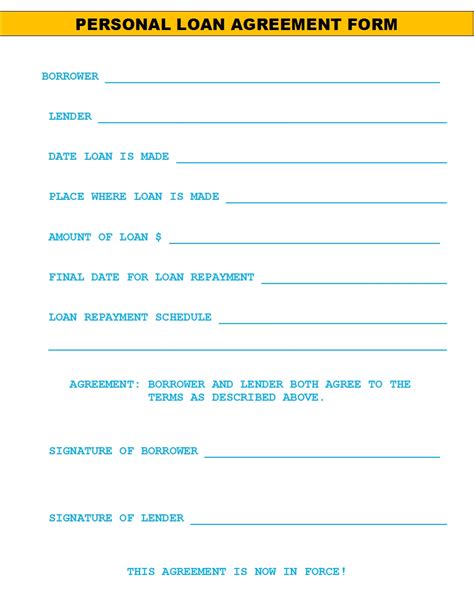 Loan Agreement Templates Excel Word Template