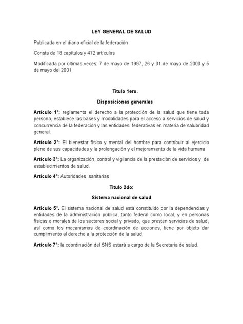 Ley General De Salud 2 Pdf Planificación Familiar Cuidado De La Salud