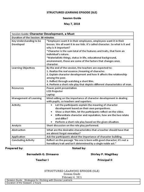 Structured Learning Episode Badeth Pdf Learning Teachers