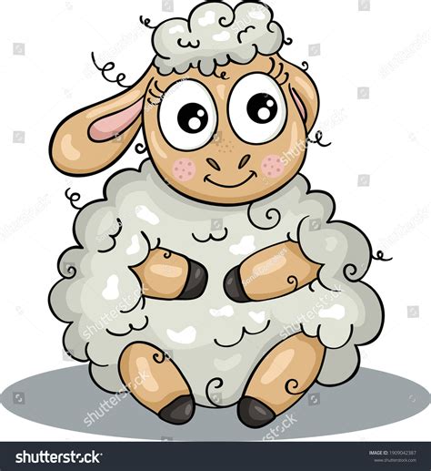 Funny Sheep Sitting Isolated On White Stock Vector Royalty Free