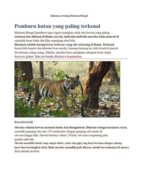 Karakteristik Dan Habitat Harimau Bengal Pdf