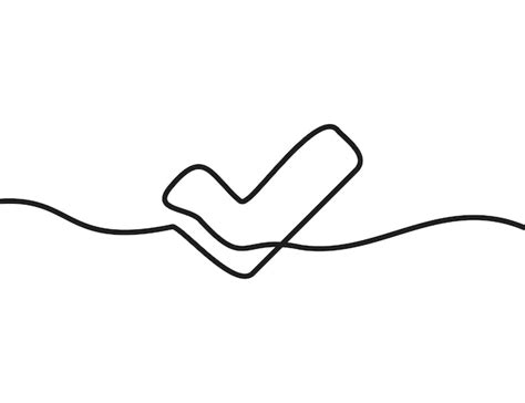 Premium Vector A Singleline Drawing Of A Tick Continuous Line Tick Icon One Line Icon Vector