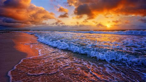 Beach Sand Sea Sunset Horizon Hd Wallpapers Wallpaper Cave