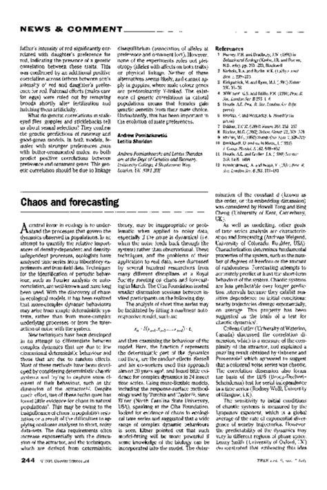 Pdf Chaos And Forecasting