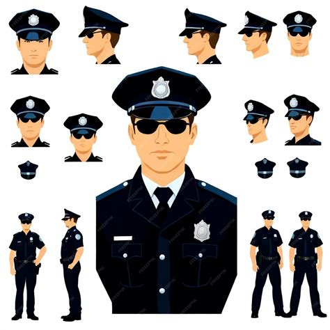Police Officer Vector Set White Background Isolated A High Quality Premium Ai Generated Vector