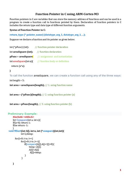 Function Pointer In C Using Arm Pdf Pointer Computer Programming