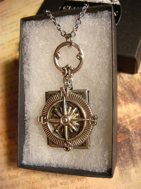 Compass Rose Book Locket Necklace Clockwork Alley