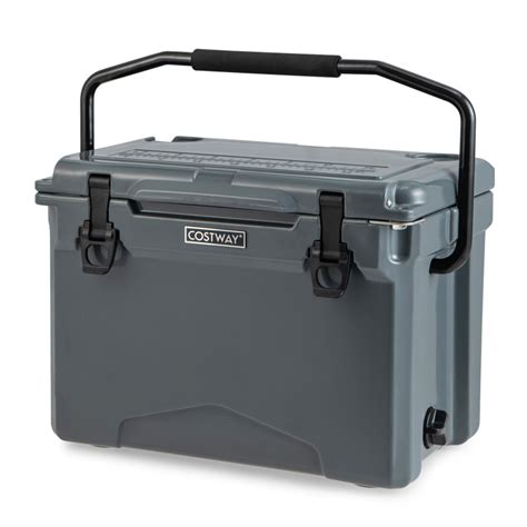 25 Qt Hard Cooler With Aluminum Handle And Integrated Cup Holders Costway
