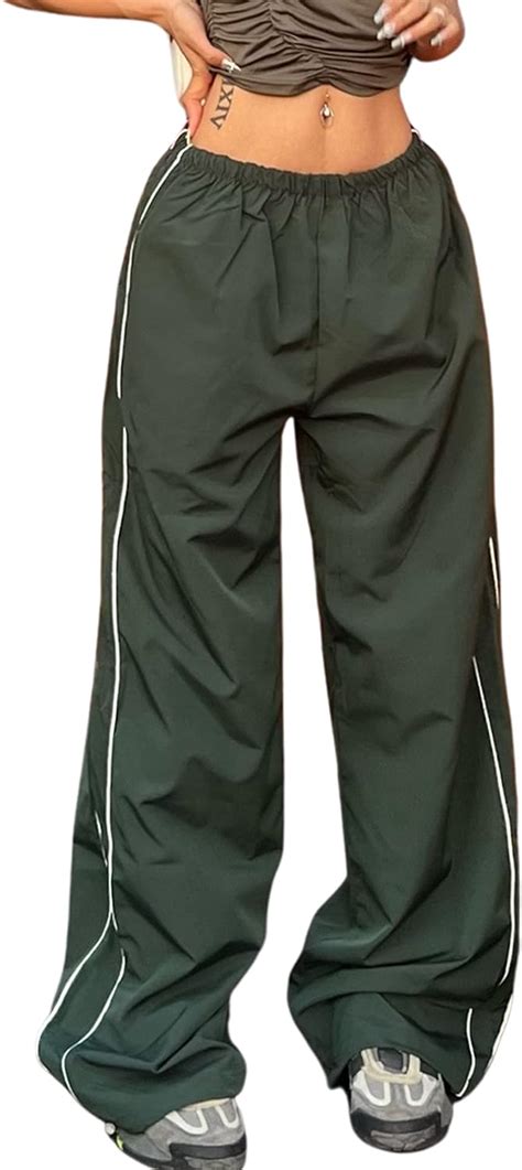 Himosyber Womens Parachute Pants Baggy Elasitc Waist Relaxed Y2k Track