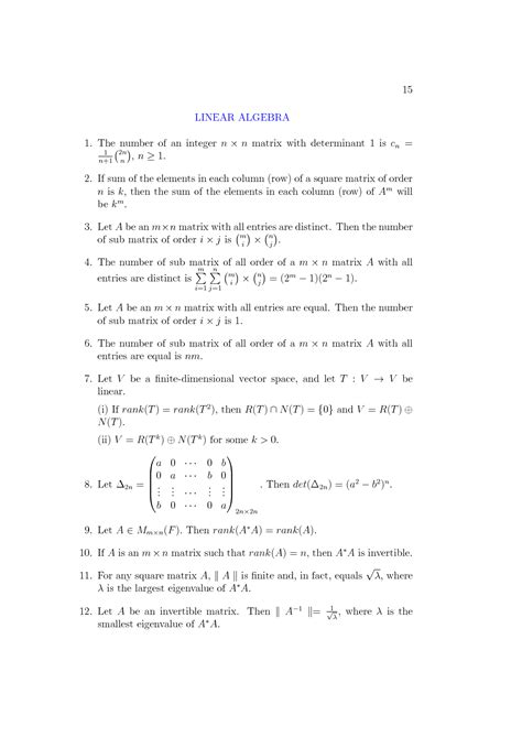 Solution Linear Algebra Mathematics Short Notes Studypool