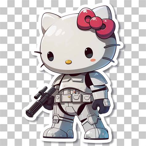 Hello Kitty Stormtrooper Sticker Kawaii Sanrio Png Sticker