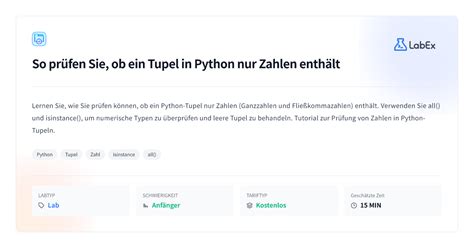 So Prüfen Sie Ob Ein Tupel In Python Nur Zahlen Enthält Labex