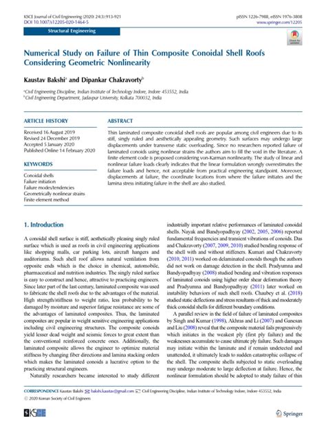 2020 Kbakshi Thin Composite Conoidal Shell Roofs Pdf Strength