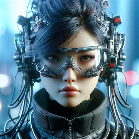 Realistic Portrait Of A Scifi Cyberpunk Girl Hightech Futuristic Man