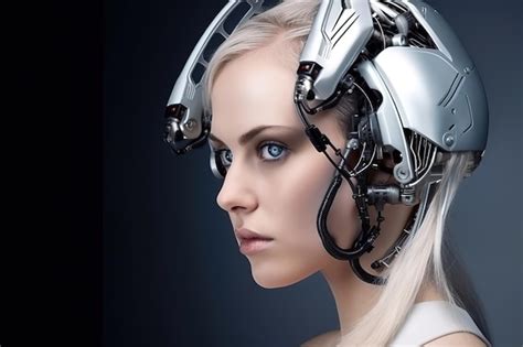 A Woman With A Robot Head That Saysroboton It Premium Ai Generated Image