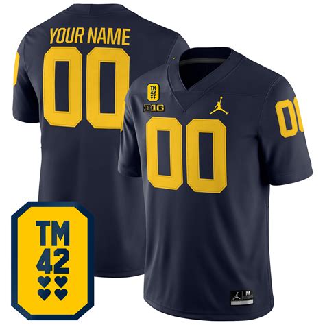 Custom Michigan Wolverines Football Navy Game Jersey W Tm42 Patch