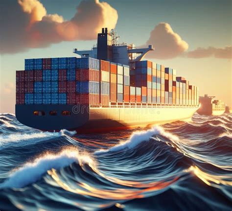 Stack Container Carho Ship Canal Port Freight Sea Computer Aid Service Logistics Transport Ai