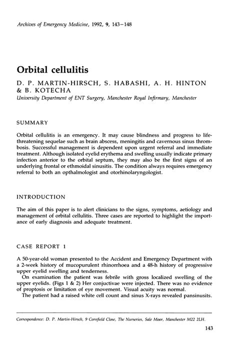 Pdf Orbital Cellulitis