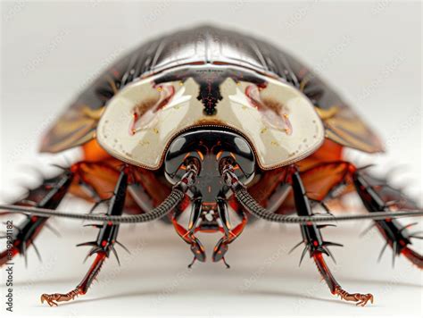 Ffront View Of Studio Shot Of A Cockroach Close Up Facing The Camera