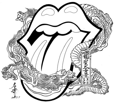 Rolling Stones Coloring Mouth Stone Pages Logo Tongue Tattoo Contour