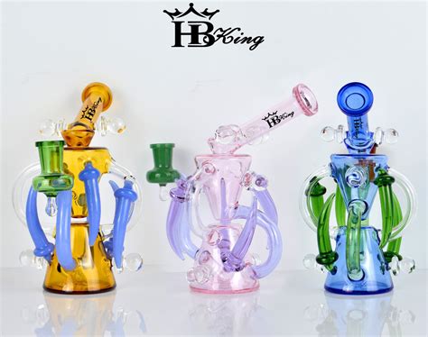 Dual Color Double Recycler Dab Rig W Accent Arms Vaper Buddy