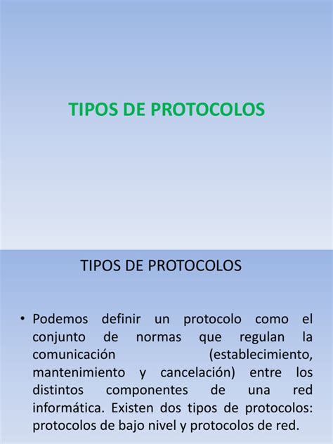 Tipos De Protocolos De Red En Informática Pdf Protocolos De